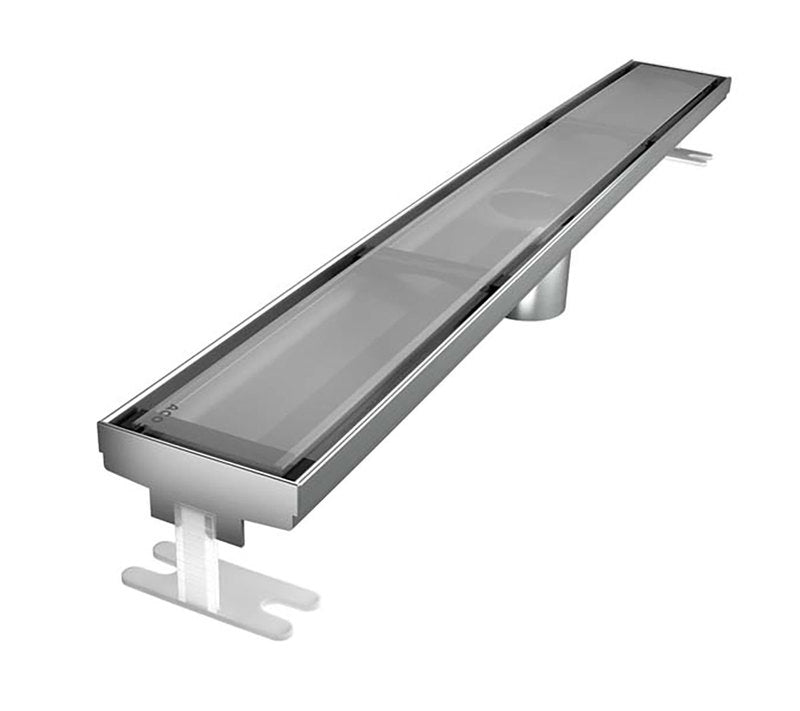 Quartz Linear Shower Drain Glass - Gray Finish | Flooring Supply Shop